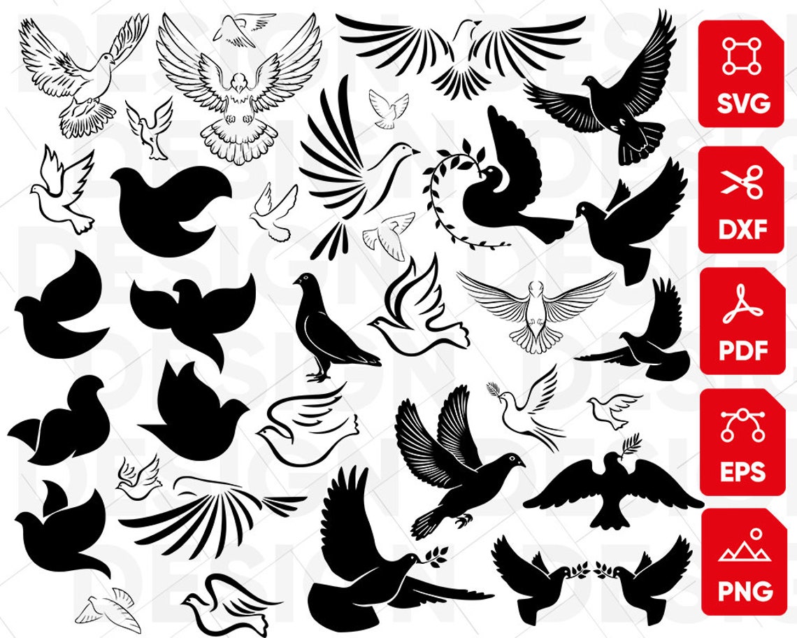 34 Dove Svg Bird Svg Peace Svg Doves Svg Dove Silhouette - Etsy