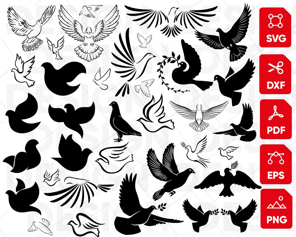 34 Dove Svg Bird Svg Peace Svg Doves Svg Dove Silhouette - Etsy