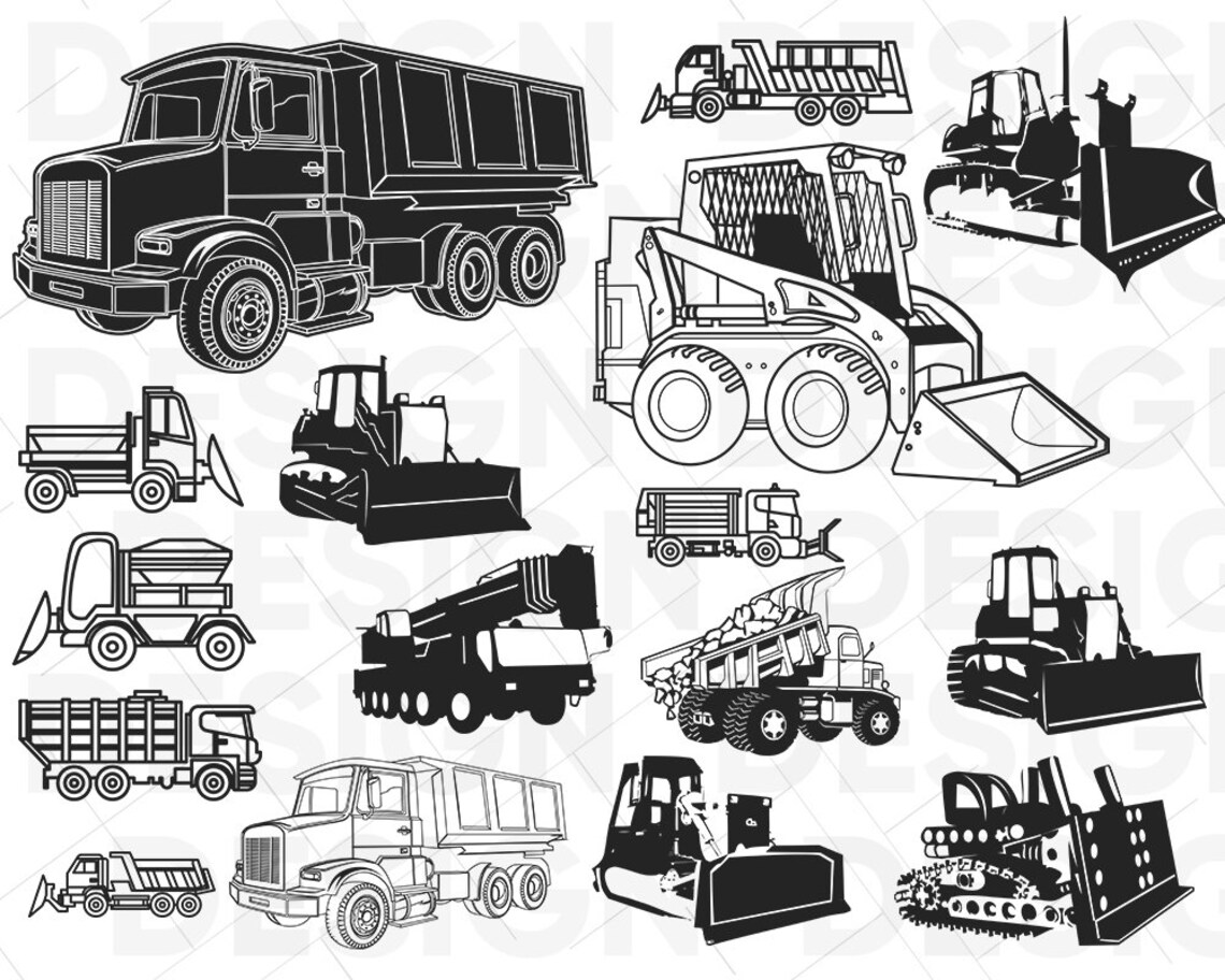 16 Heavy Equipment Svg Construction Svg Vehicles Svg Dump | Etsy