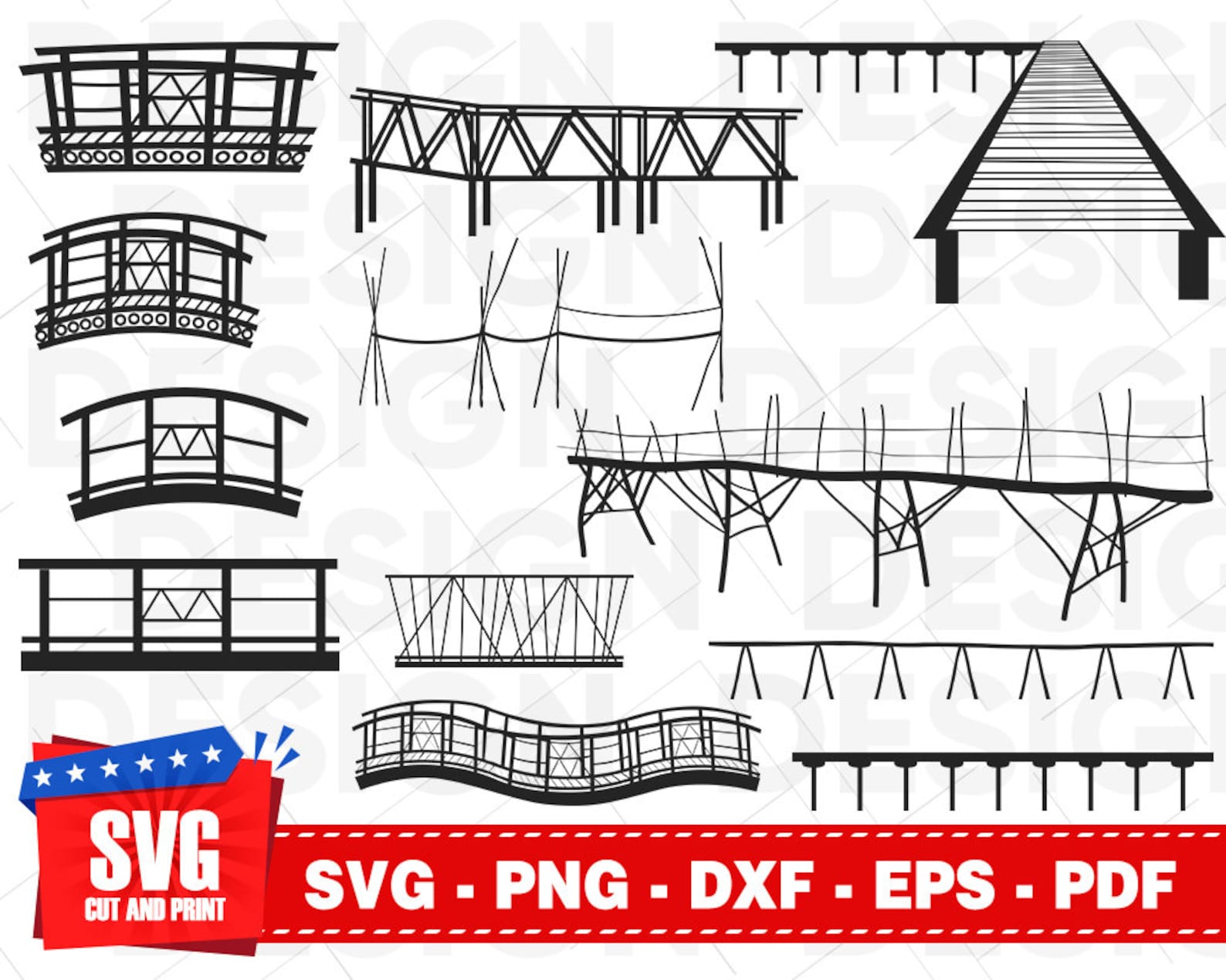 12 BAMBOO BRIDGE PIER Svg Bundle Wooden Bridge Svg Jetty - Etsy