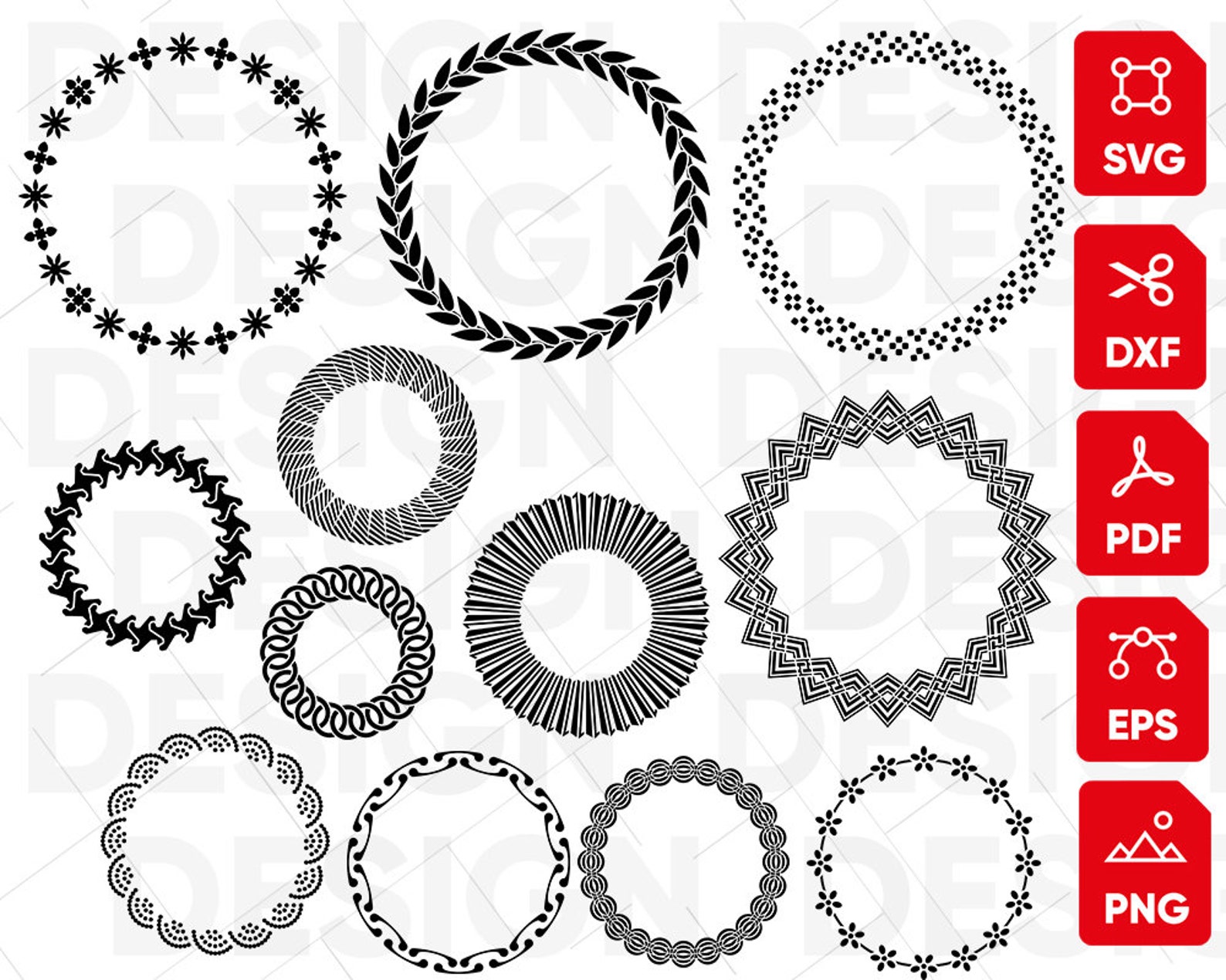 12 Couronne florale svg cercle floral svg couronne svg - Etsy France