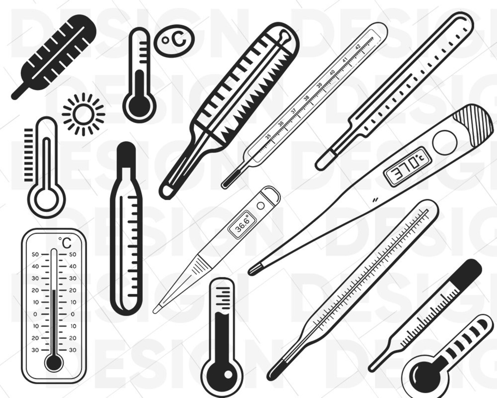 14 Thermometer Svg Nurse Svg Mtc Doctor Svg Thermometer | Etsy