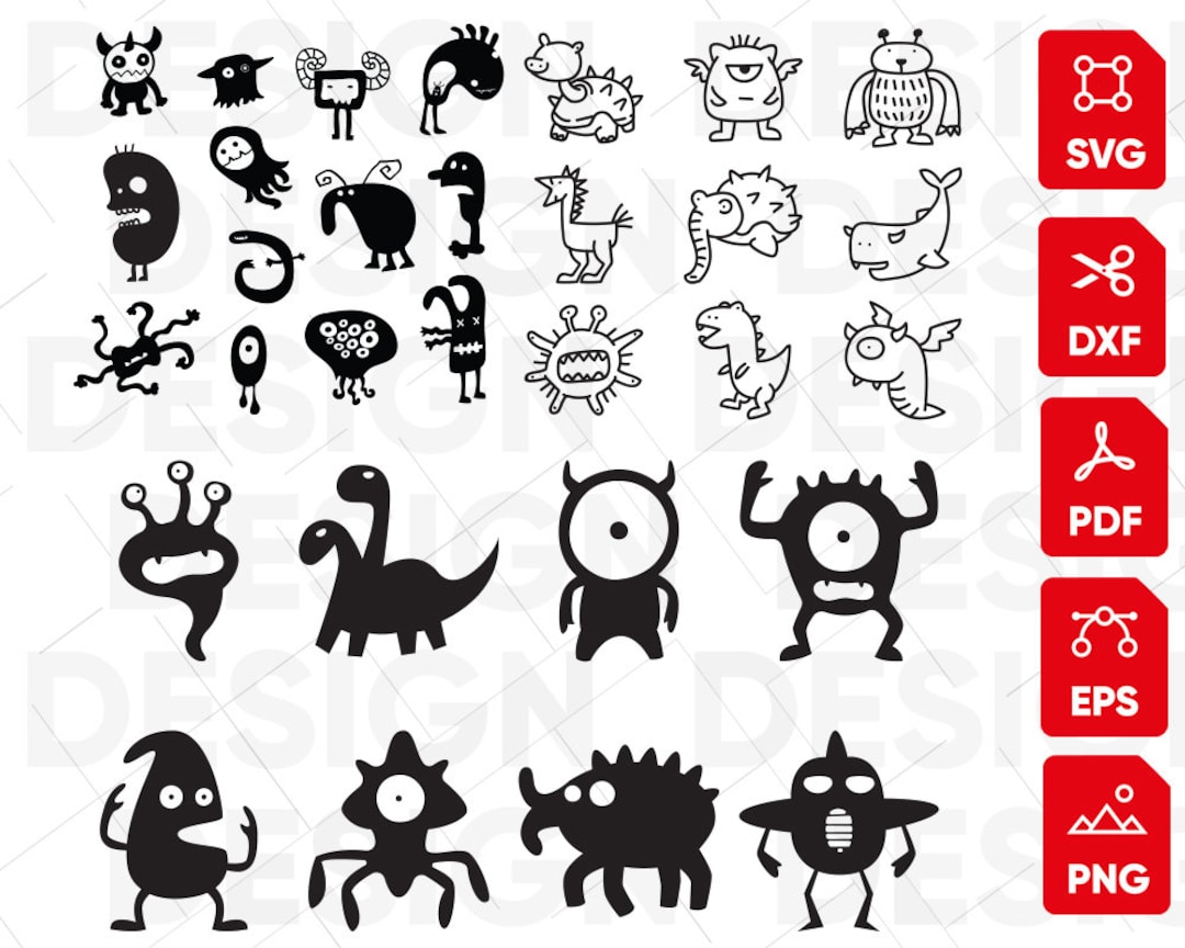 30 Monster Svg Bundle, Halloween Stencil, Cute Monster Svg, Little ...