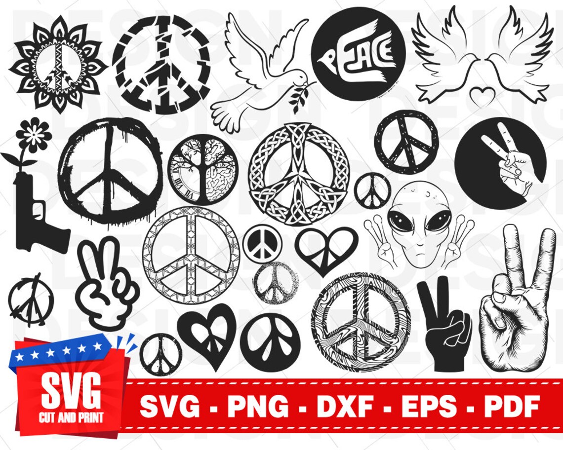 25 Peace Sign Svg Peace Svg Bundle Hippie Svg Love Peace | Etsy