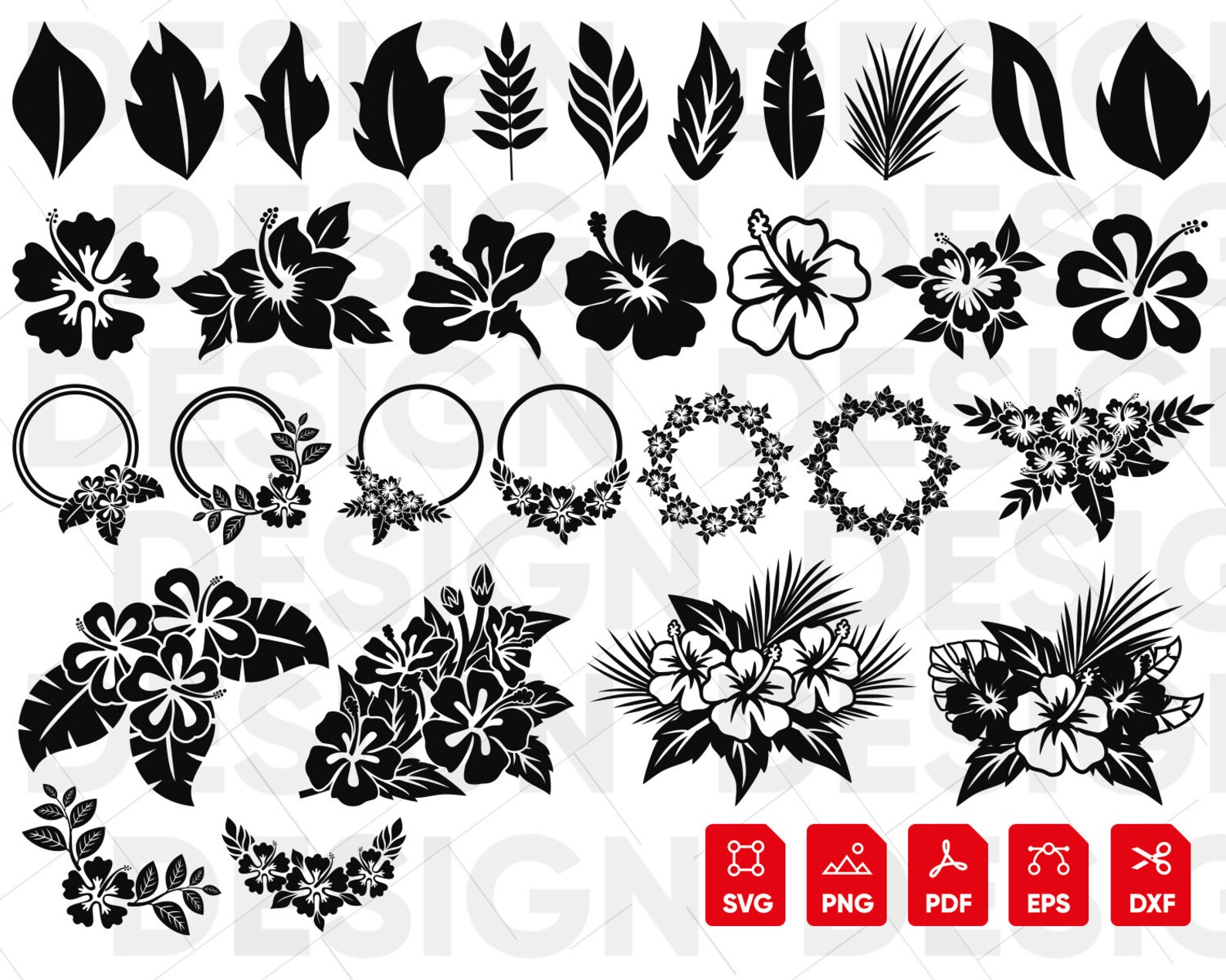 20 Hibiscus Bundle SVG Hibiscus Silhouette Svg Hibiscus - Etsy