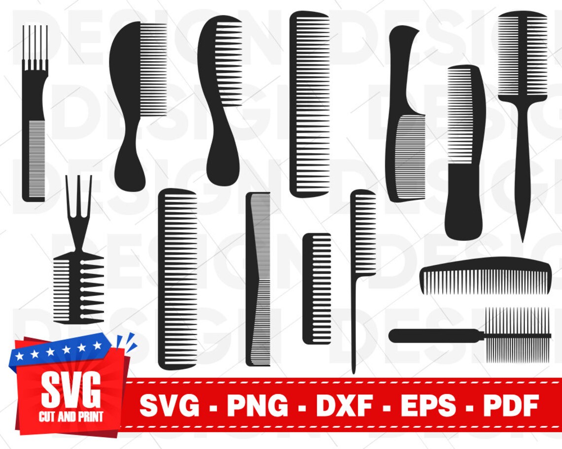 14 Comb silhouette, Flat Comb svg bundle, salon svg, fashion svg ...