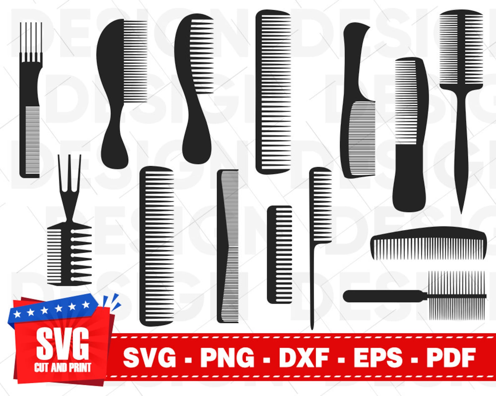 14 Comb Silhouette Flat Comb Svg Bundle Salon Svg Fashion - Etsy
