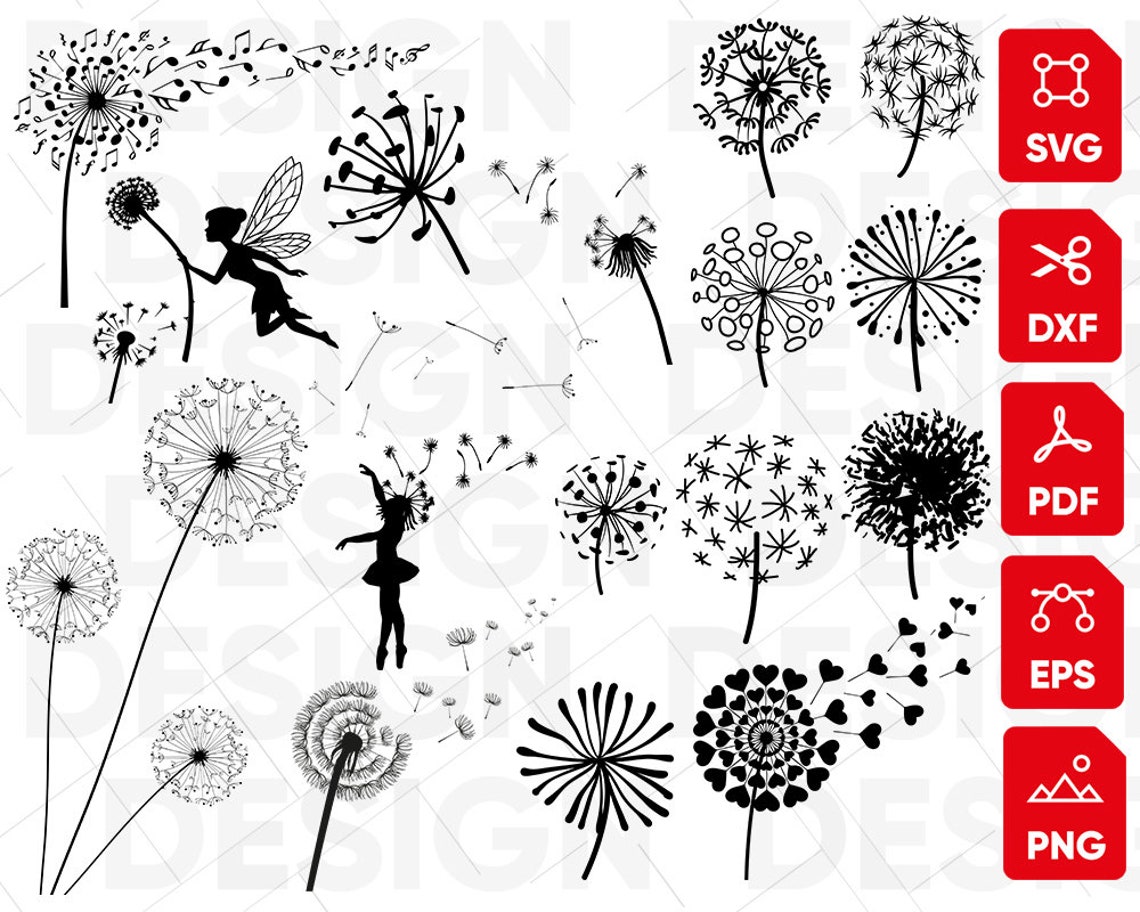 Pusteblume svg Bundle Schnittdateien, Blumen Cricut Dateien, Sommer Silhouette, Floral svg ...