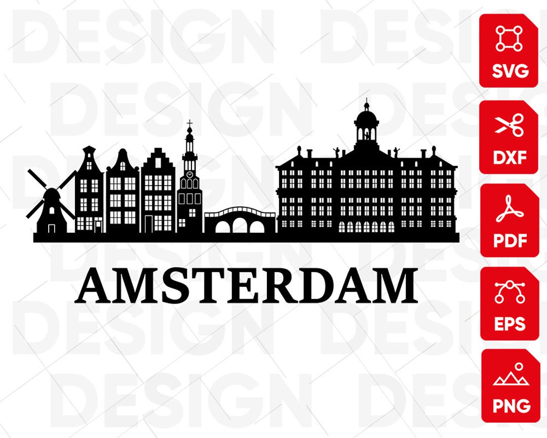 AMSTERDAM SVG, City Svg, Skylines, Landscape, Monuments, Metropolis ...