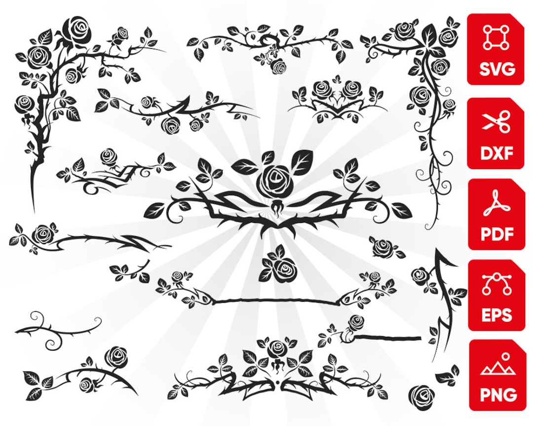 19 Rose Svg, Ornament Svg, Rose Clipart, Rose Files, Cutting, Floral ...