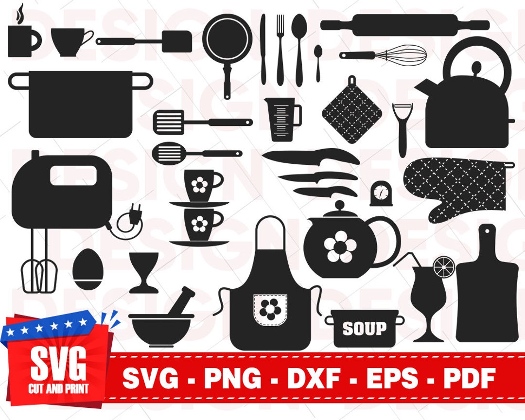 32 Kitchen Svg Bundle, Rolling Pin Svg, Cooking Svg, Kitchen Clipart ...