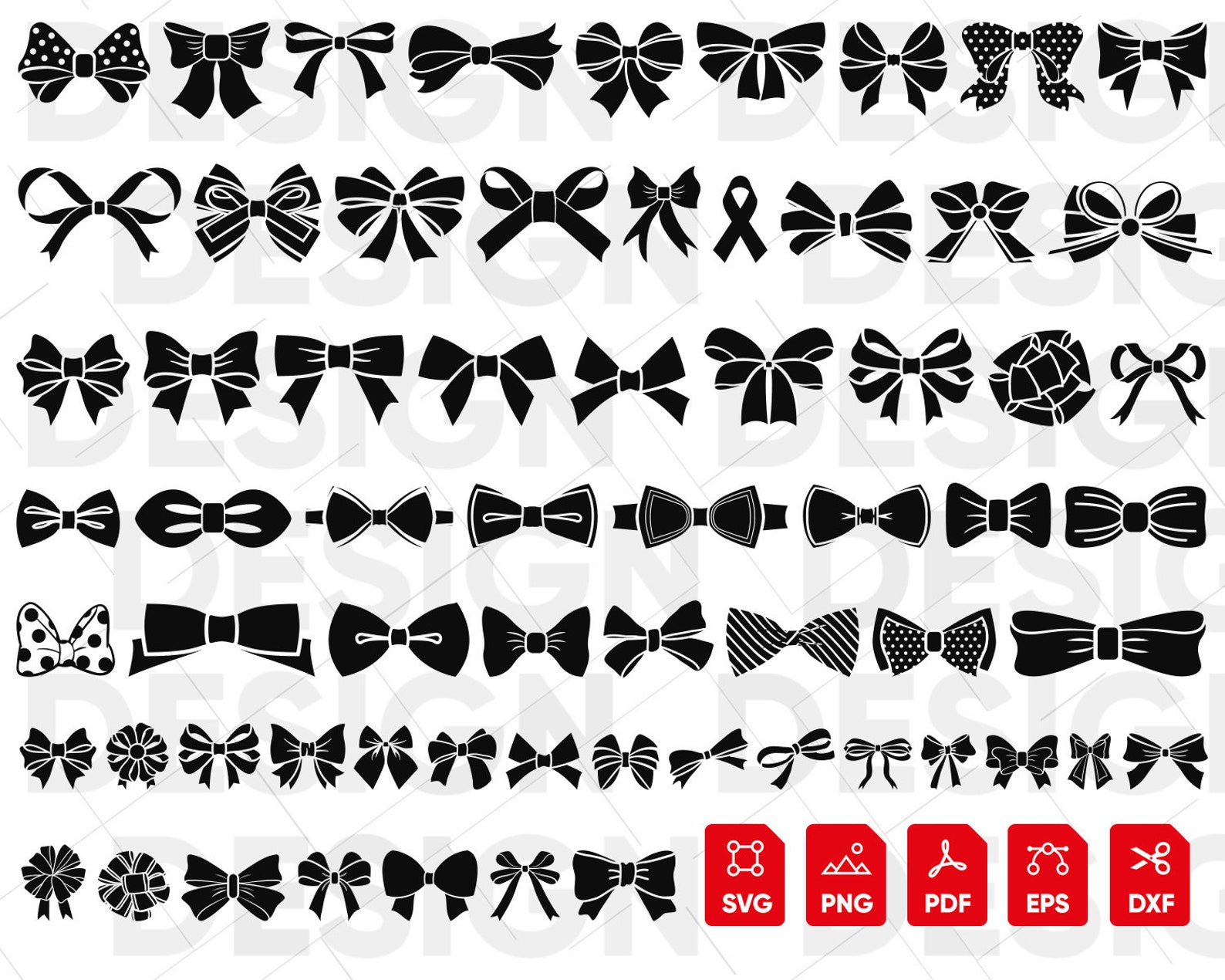 65 Bow Tie Bundle SVG, Bow Svg File, Bow Vector, Bow Clipart, Cheer Bow ...