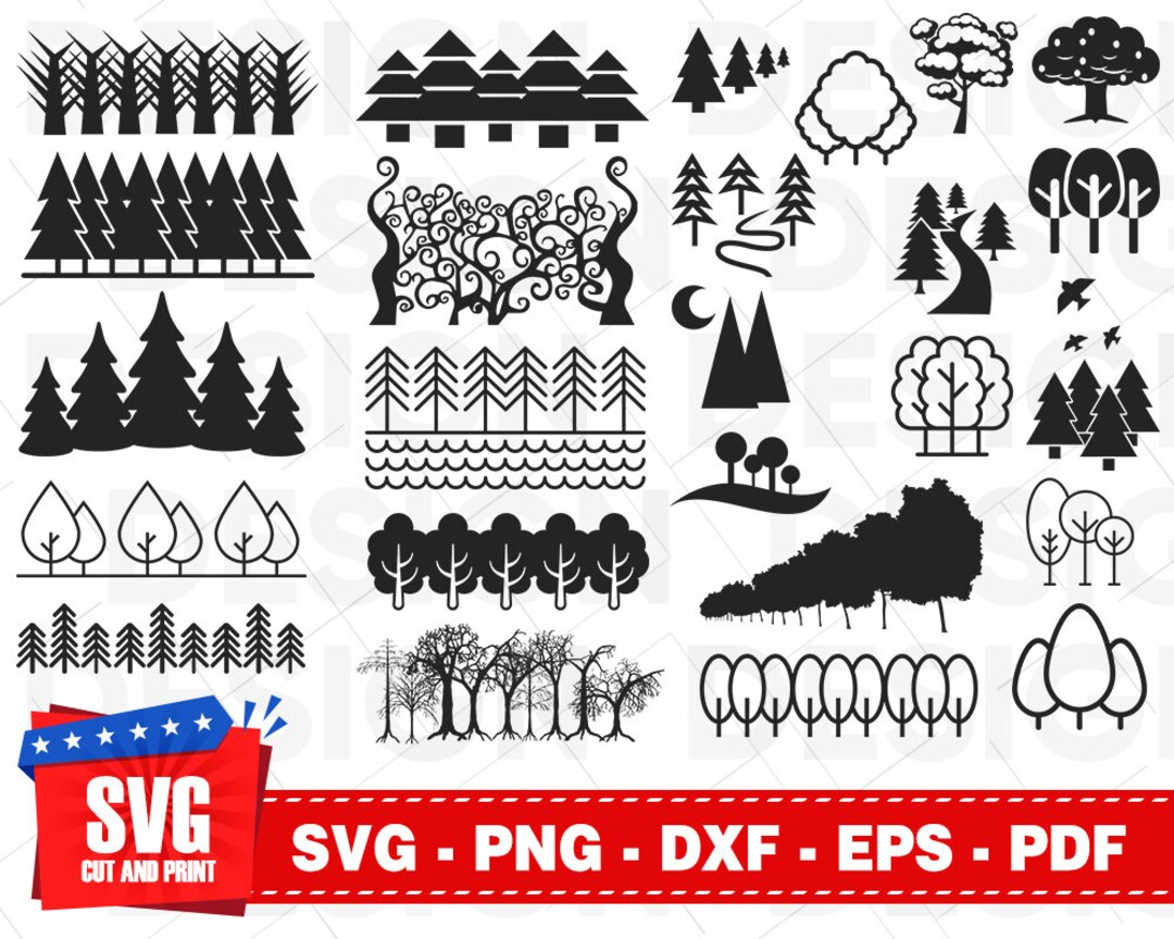 25 Forest SVG, Tree Svg, Forest Svg Bundle, Forest Clipart, Cut Files ...