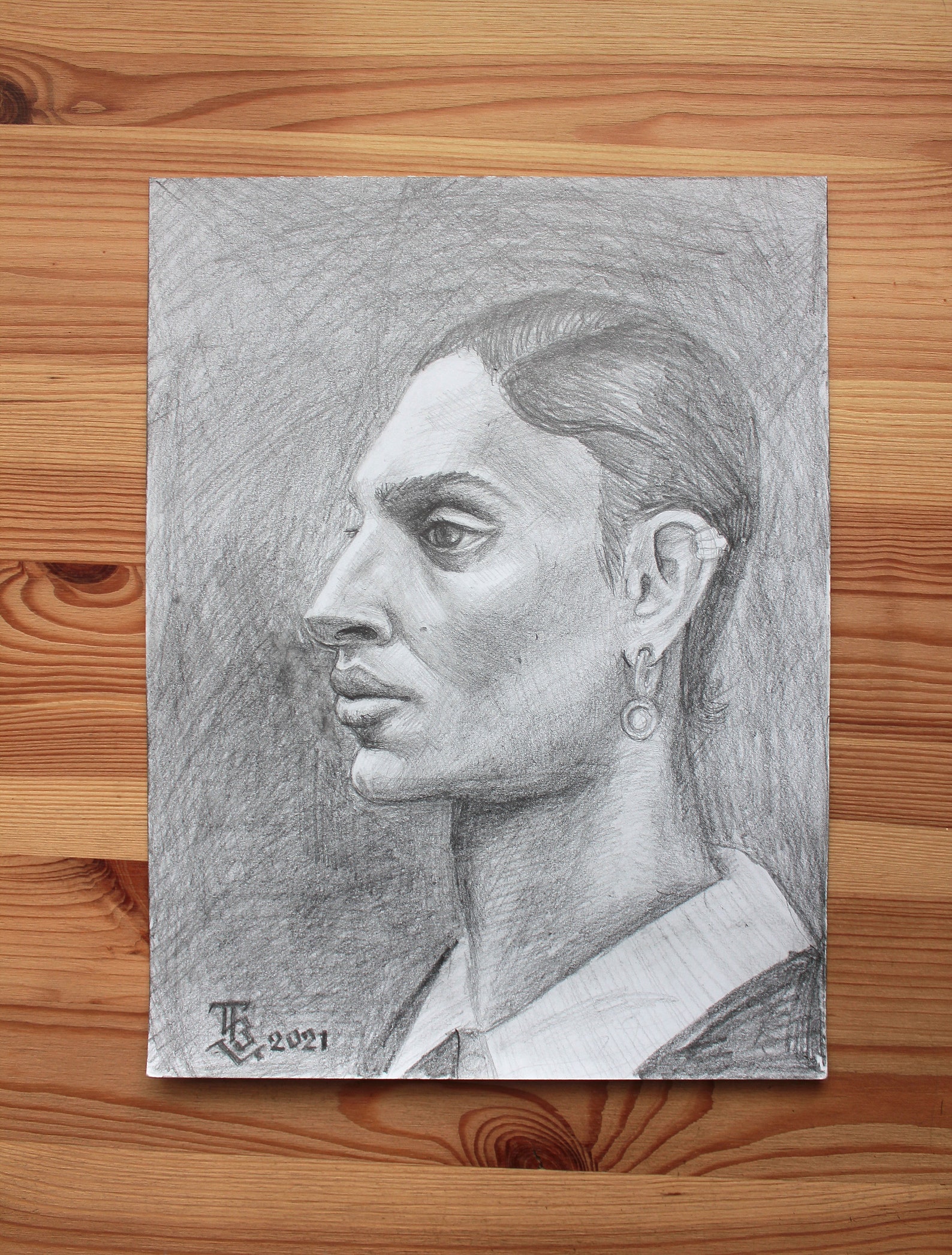 Pencil Drawing Abel, Wall Art, Portrait Drawing, Black and White ...
