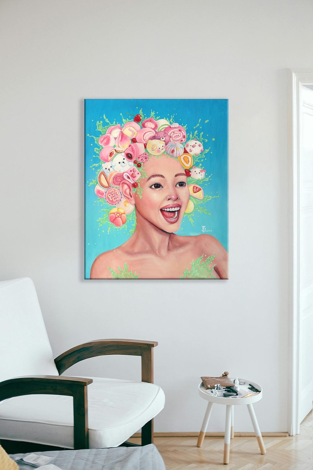 Art Print on Canvas Matcha - Portrait of a Girl With Japanese Mochi ...