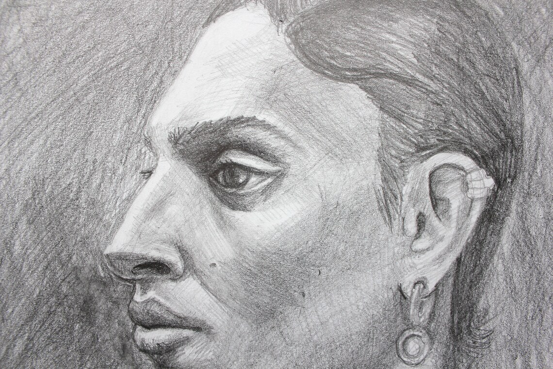 Pencil Drawing Abel, Wall Art, Portrait Drawing, Black and White ...
