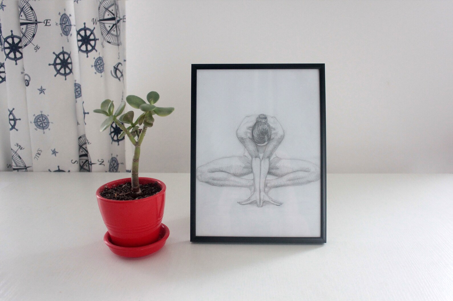 Pencil Drawing Gymnastics Wall Art Body Drawing Black White Picture ...