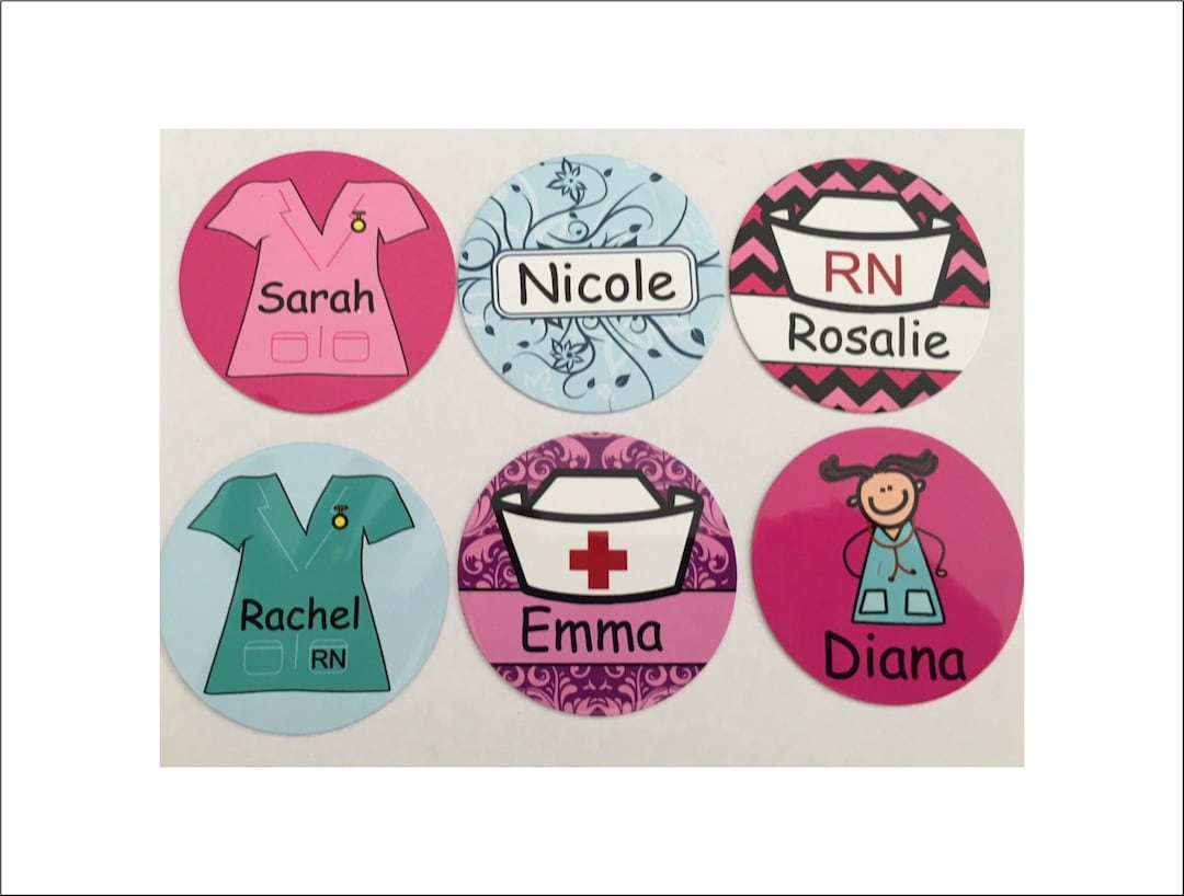 Personalised Nurse Design Badges 60 Designs - Faces, Scrubs Add Your ...