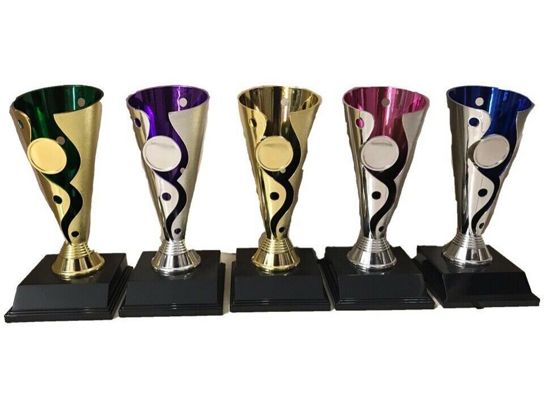 Carnival Trophy Sport Cup Blue Green Purple Gold Colour 155mm nameplate ...