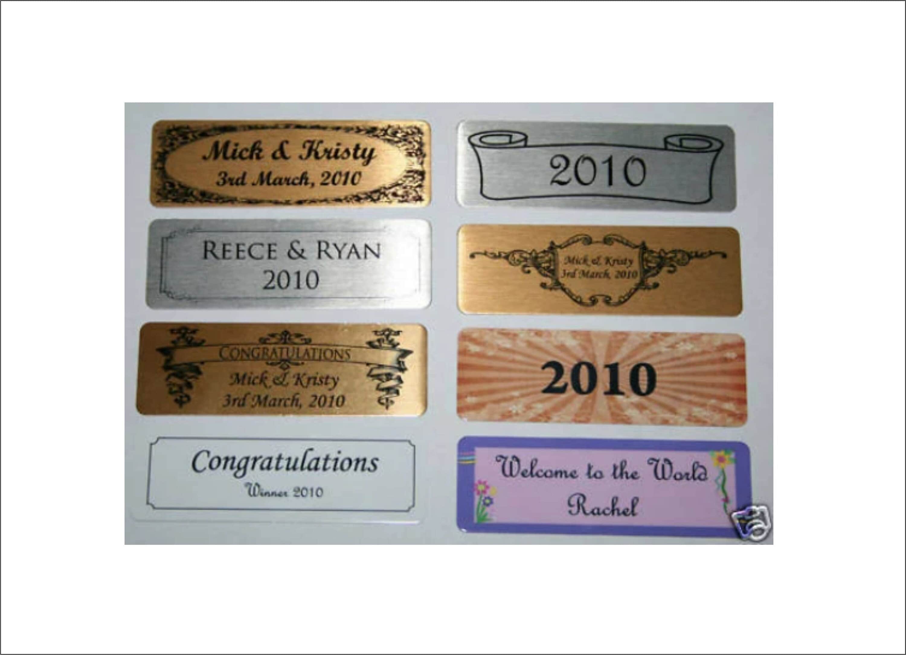 Self Adhesive NAME PLATE Nameplate PRINTED 7.6 X 2.5cm Trophy - Etsy ...