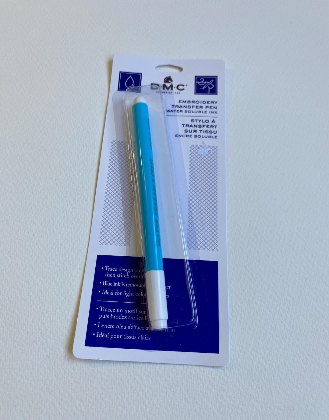 DMC Water Soluble Embroidery Transfer Pen, Water Soluble Ink, Blue ...