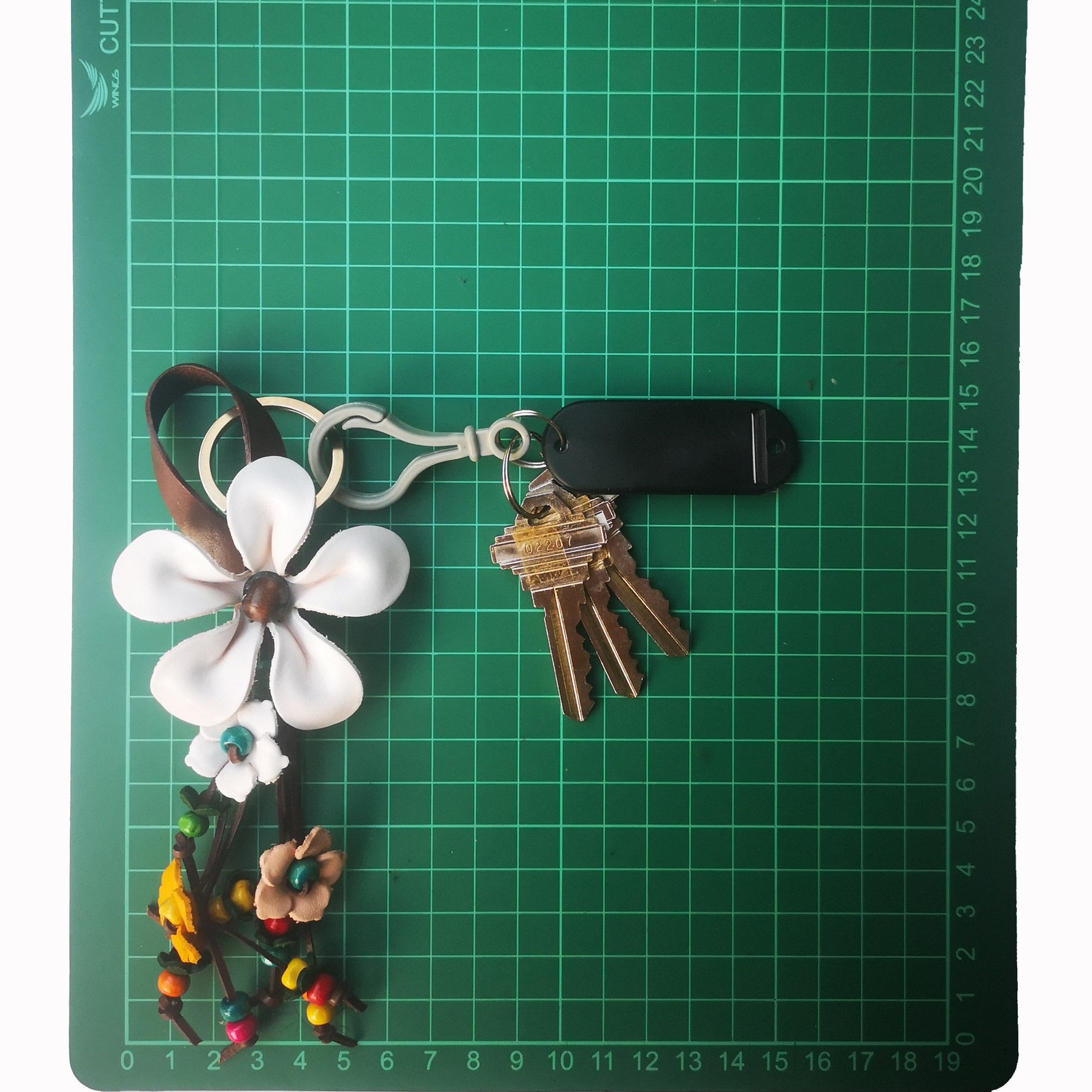 Leather Flower Leather Purse Charm Keychain Leather Flowers - Etsy