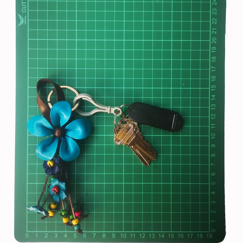 Leather Flower Leather Purse Charm Keychain Leather Flowers - Etsy