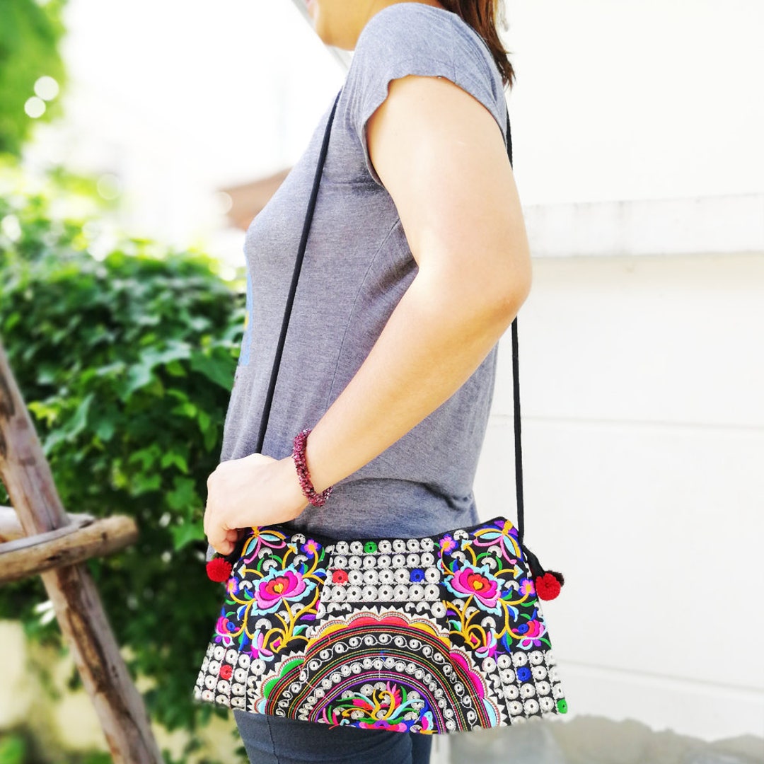 Hmong Asian Shoulder Bag Ethnic Embroidered Bag Thai Textile Fabric Bag ...