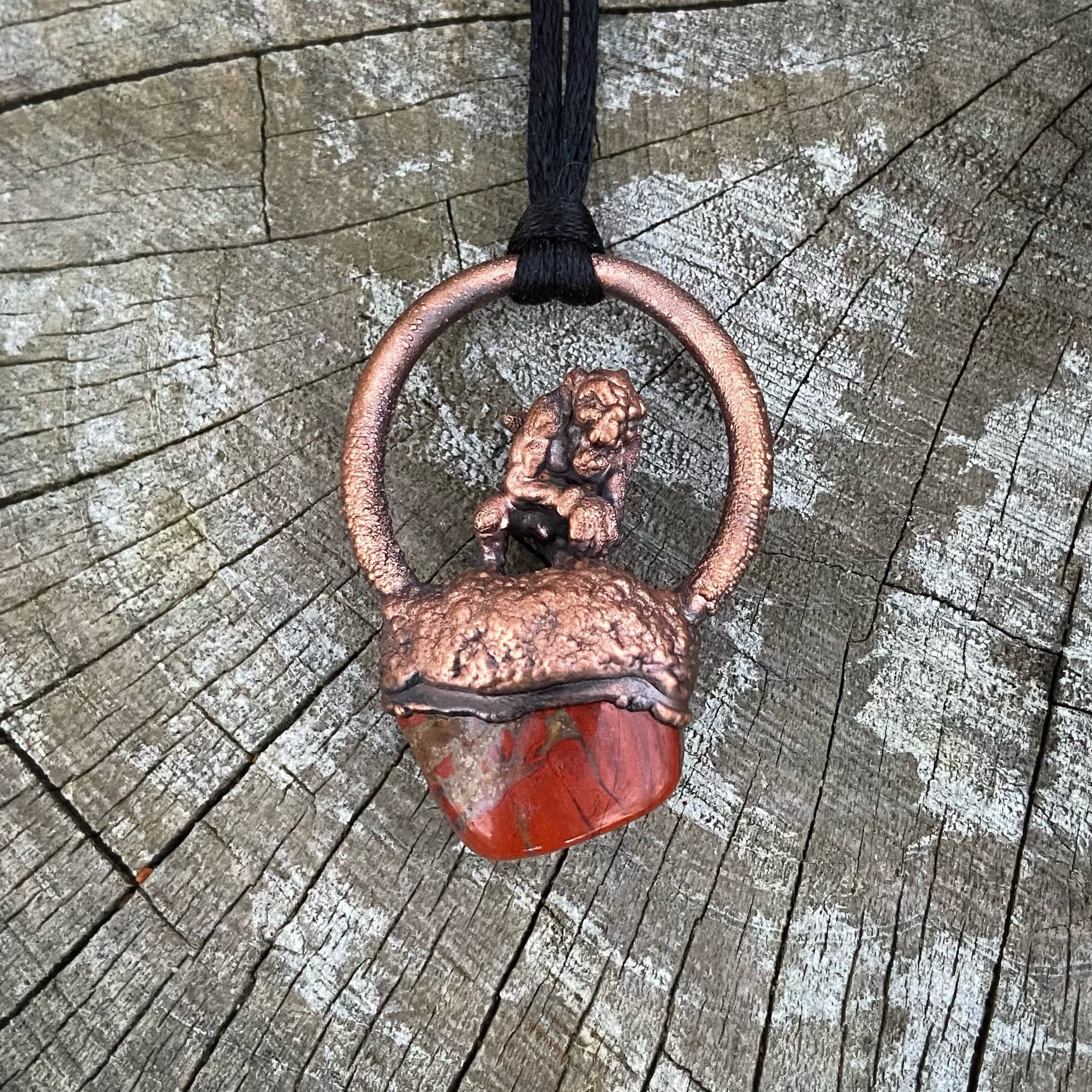 Copper Creepy Little Hunchback Monster With Spikes on Red | Etsy