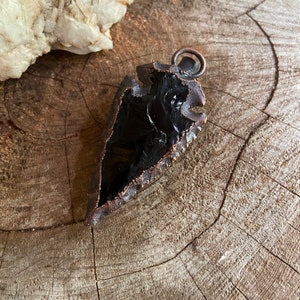 Copper and Obsidian Arrowhead Baron Samedi Pendant With Cowrie Shell ...