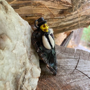 Copper and Obsidian Arrowhead Baron Samedi Pendant With Cowrie Shell ...