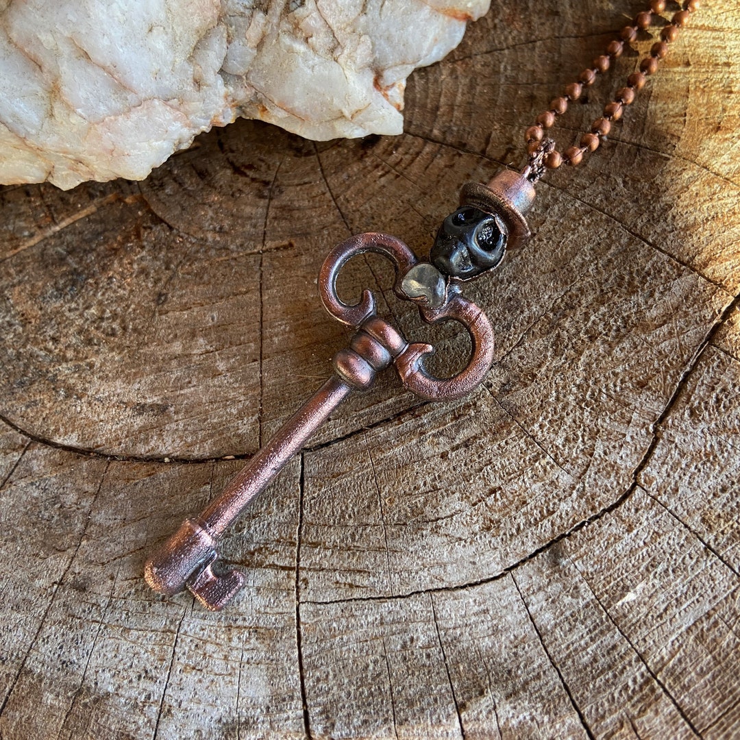 Copper Key With Baron Samedi Skull Voodoo Pendant Necklace - Etsy