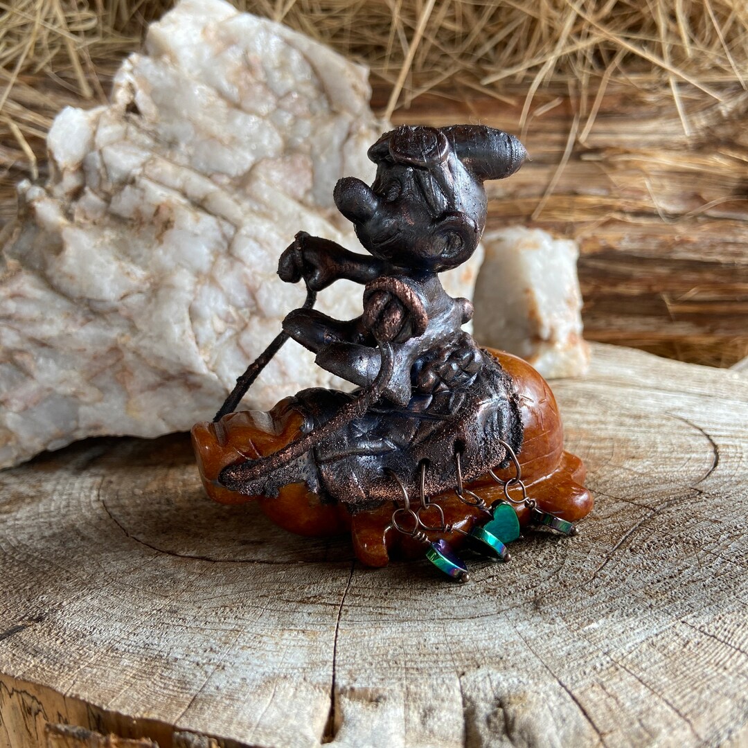 Copper Smurf on Jade Turtle Figurine - Etsy
