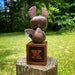 Copper Crazy Batty Bat With Quartz Crystal on Wooden Block - Etsy