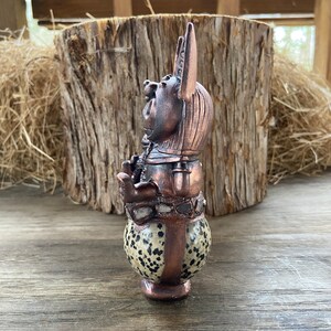 Copper Skeleton Egyptian Anubis Figure on Dalmatian Jasper Sphere With ...