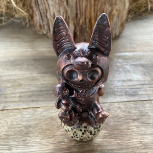 Copper Skeleton Egyptian Anubis Figure on Dalmatian Jasper Sphere With ...