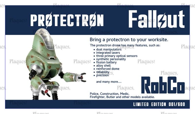 Fallout Statue Assaultron Sentry Bot Protectron Display Plaque ...