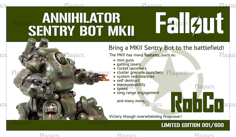Fallout Statue Assaultron, Sentry Bot, Protectron, Mr.handy, Mr.gutsy ...