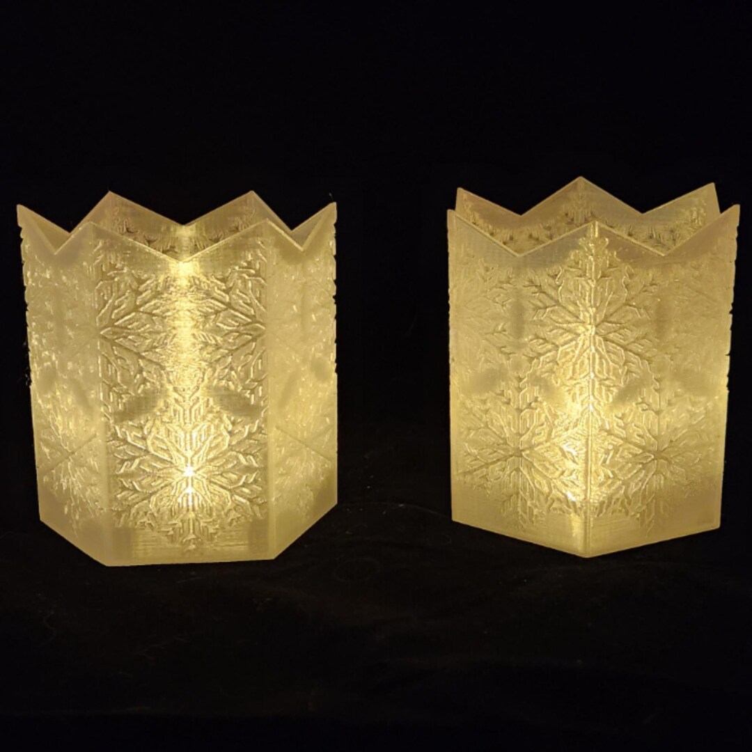 Set of 2 - 3D Printed Snowflake Flameless Tea Light Candle Holder ...