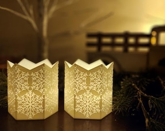 Set of 2 - 3D Printed Snowflake Flameless Tea Light Candle Holder ...
