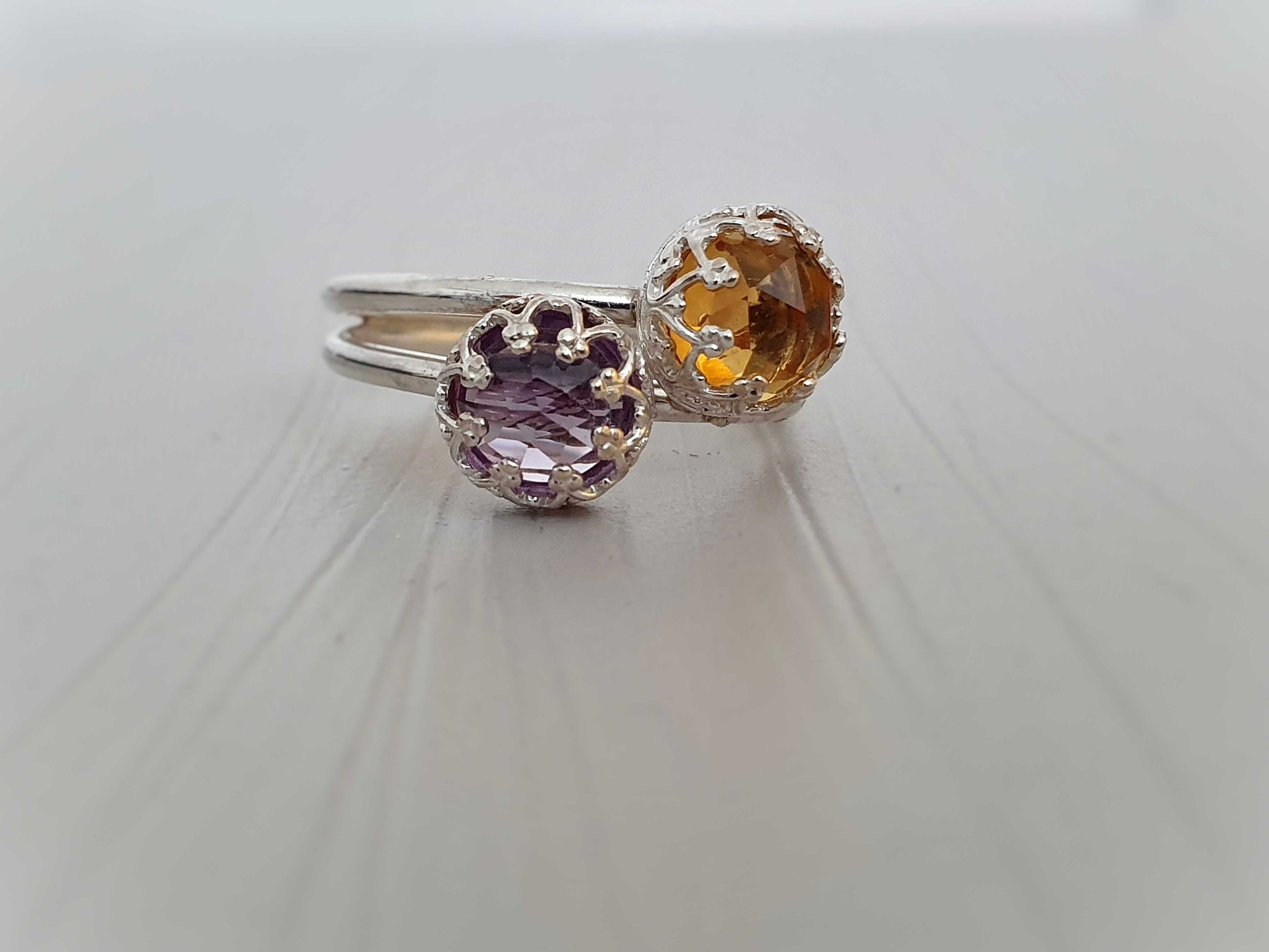 Multi Gemstone Ring for Women Citrine Ring for Her Amethyst | Etsy