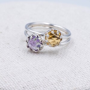 Multi Gemstone Ring for Women, Citrine Ring for Her, Amethyst Ring ...