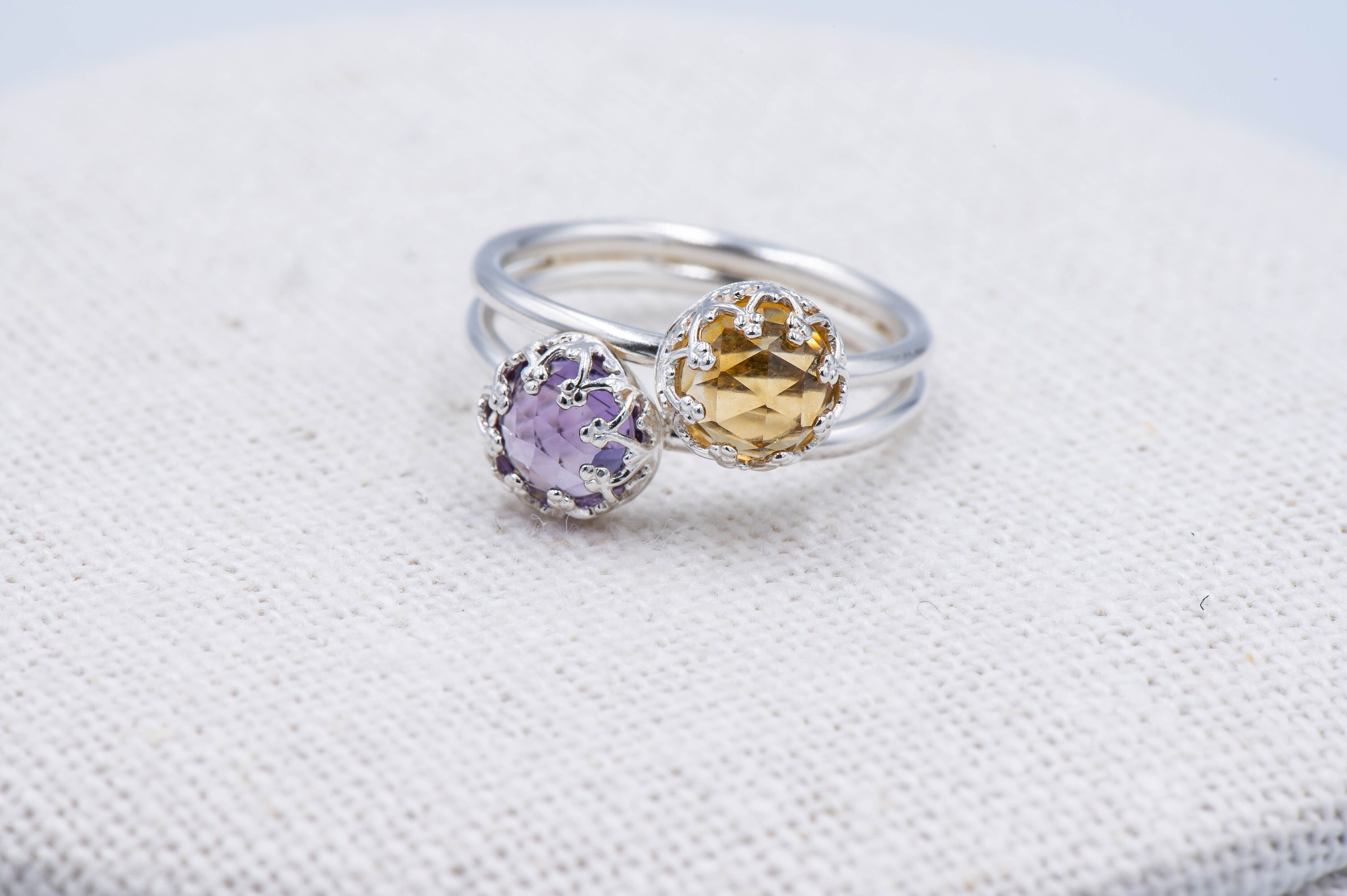 Multi Gemstone Ring for Women Citrine Ring for Her Amethyst | Etsy