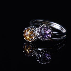Multi Gemstone Ring for Women, Citrine Ring for Her, Amethyst Ring ...