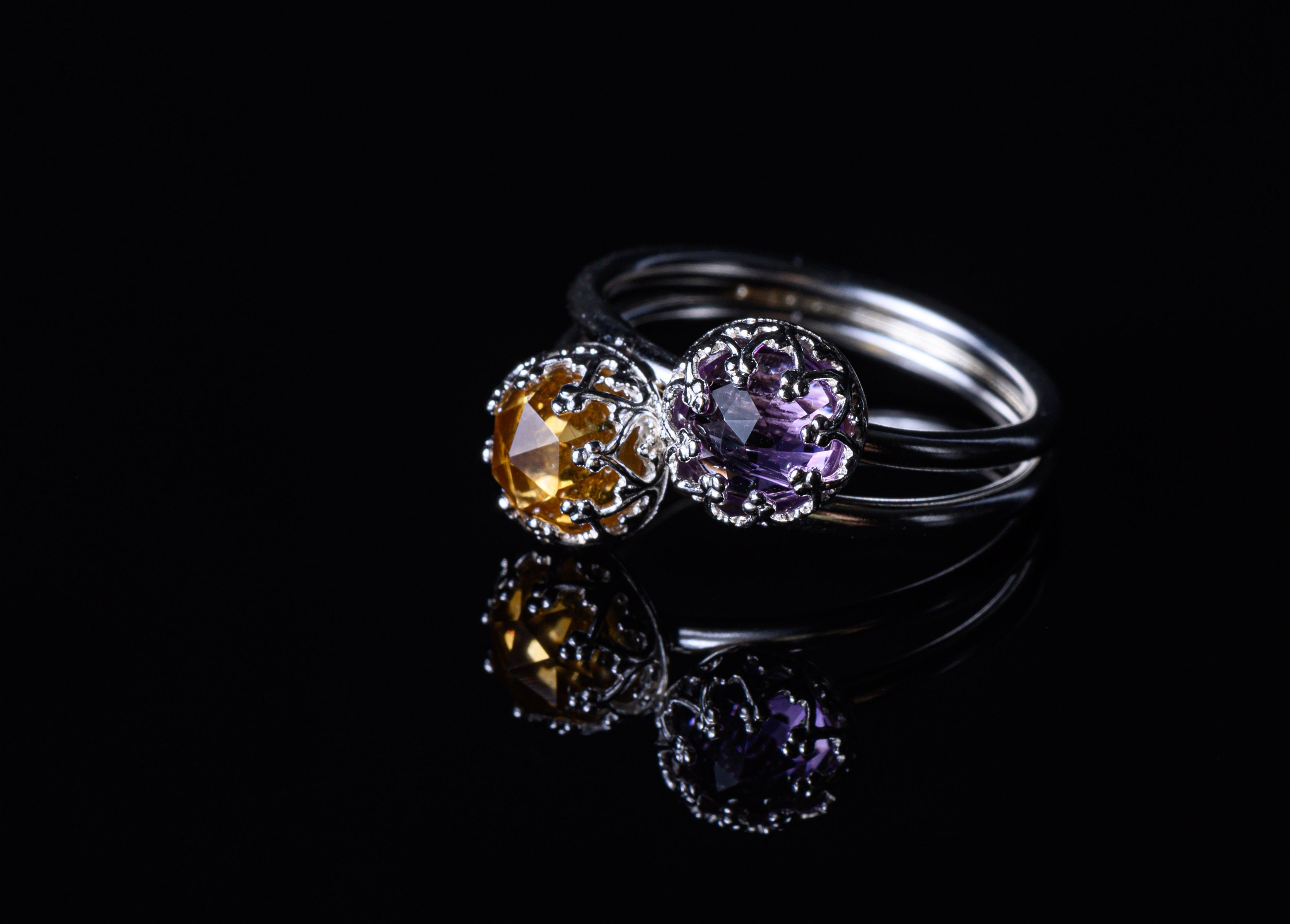 Multi Gemstone Ring for Women Citrine Ring for Her Amethyst | Etsy