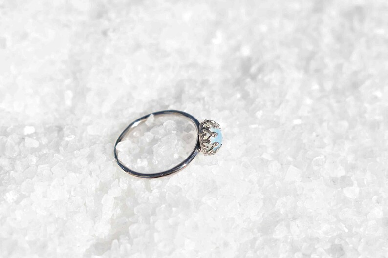 Dainty Opal Ring Silver Promise Ring for Her Purity Ring for - Etsy