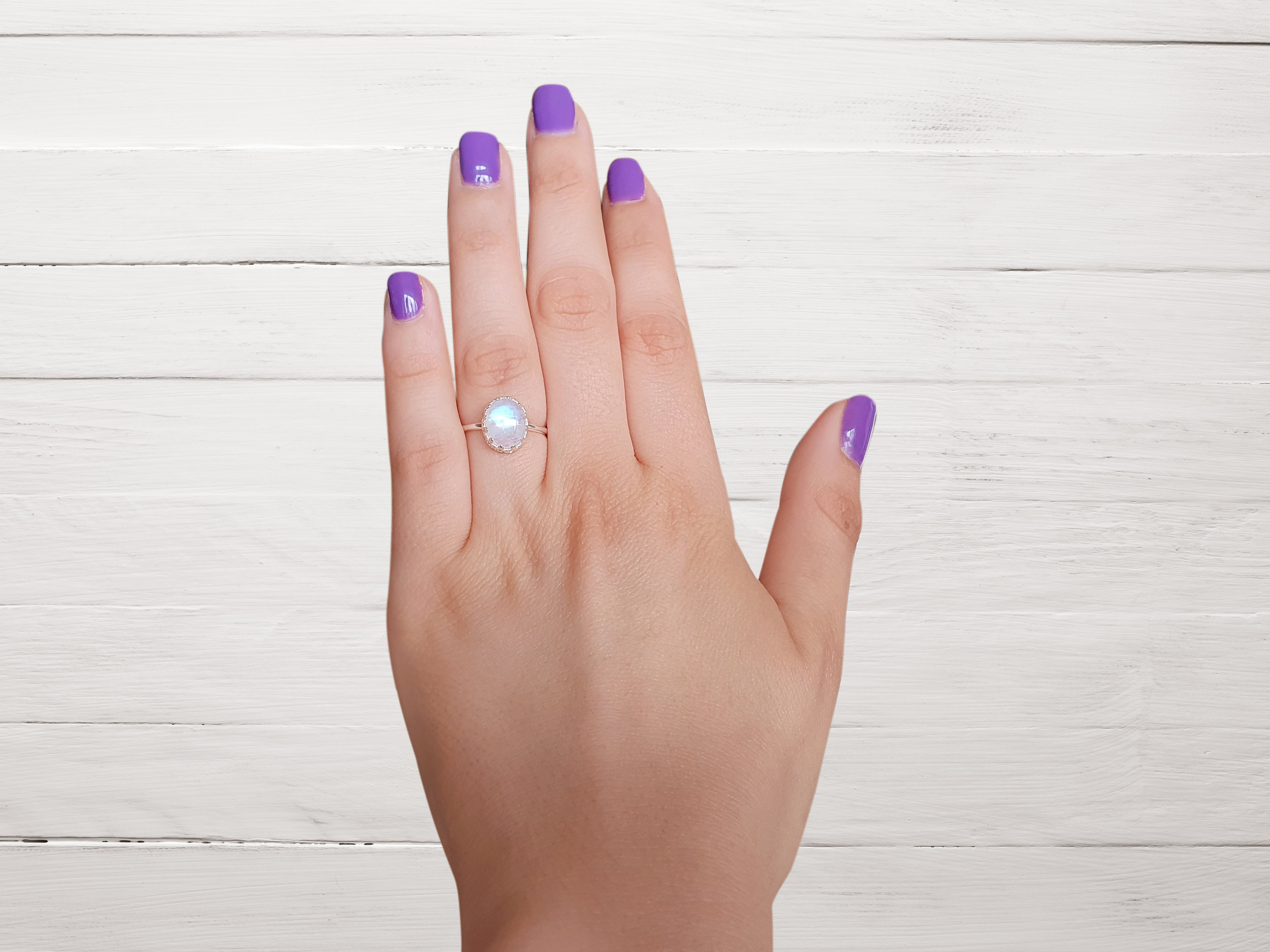 Rainbow Moonstone Ring for Women Gemstone Promise Ring for - Etsy