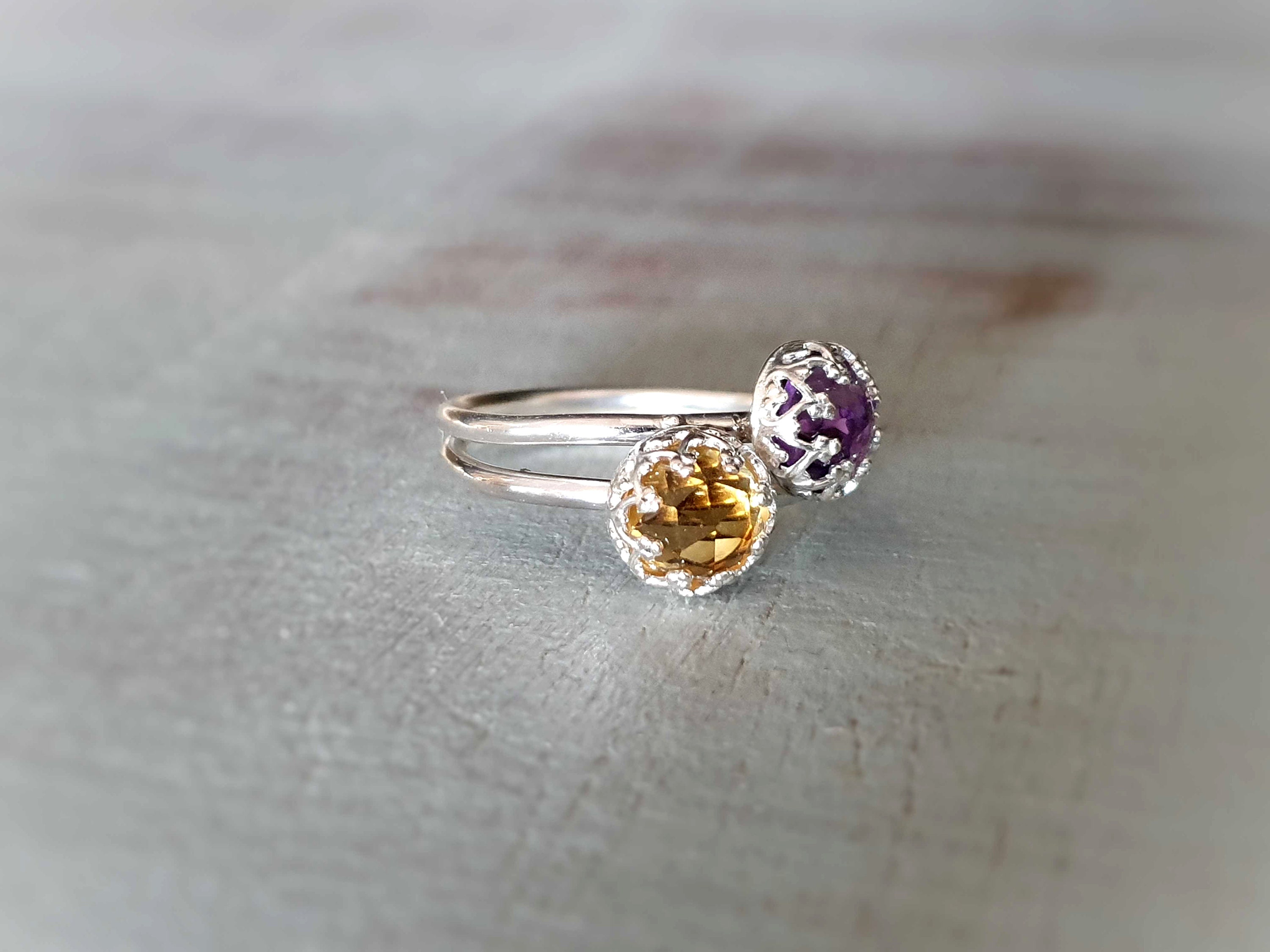 Multi Gemstone Ring for Women Citrine Ring for Her Amethyst | Etsy