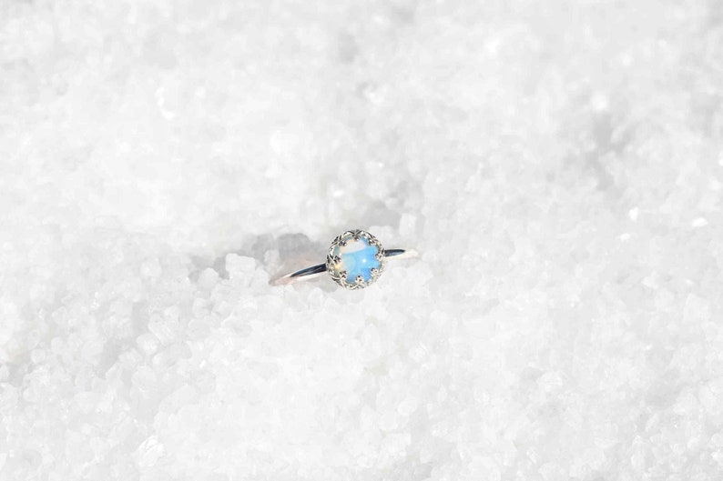 Dainty Opal Ring Silver Promise Ring for Her Purity Ring for - Etsy