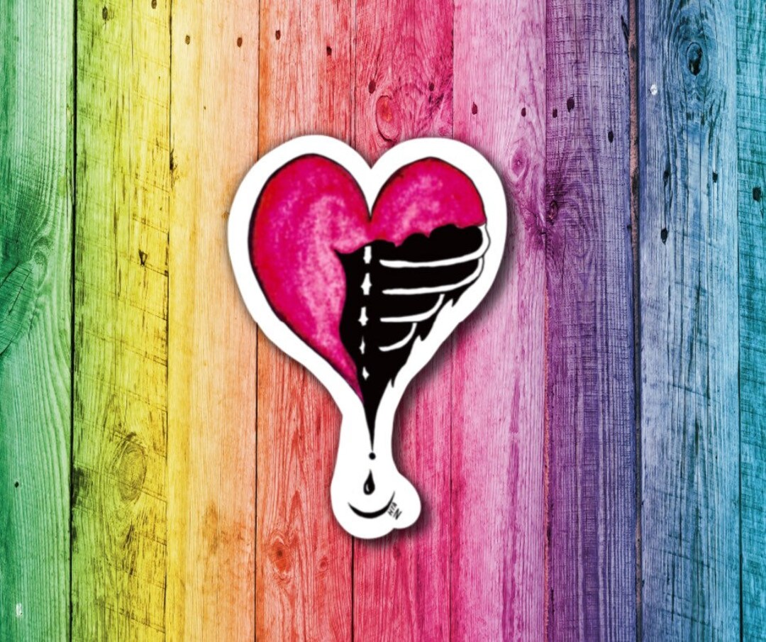 Ripped Heart Die Cut Water Bottle Sticker for Laptop Decal - Etsy